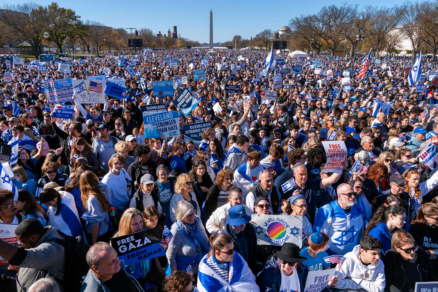 In Bipartisan March for Israel, Crowd Rejects Cease-Fire, Demands ...